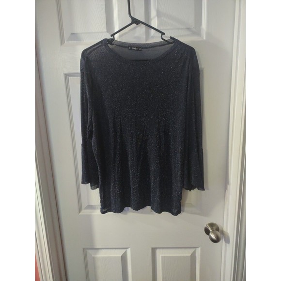 SHEIN | Tops | Shein Top See Thru Semi Sheer Sparkly Size Oxl Blue Bell ...